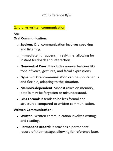 Pce Difference Between Pdf Communication Nonverbal Communication