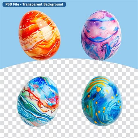 Premium Psd Assortment Of Multicolored Abstract Decorated Easter Eggs