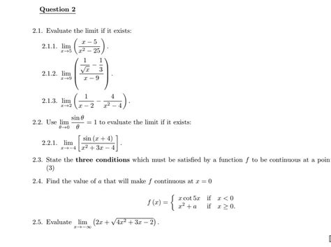 Solved Question 221 ﻿evaluate The Limit If It