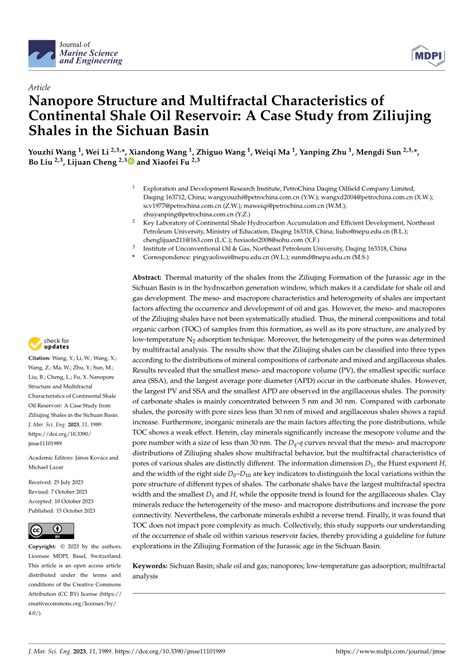 Pdf Nanopore Structure And Multifractal Characteristics Of Continental Shale Oil Reservoir A