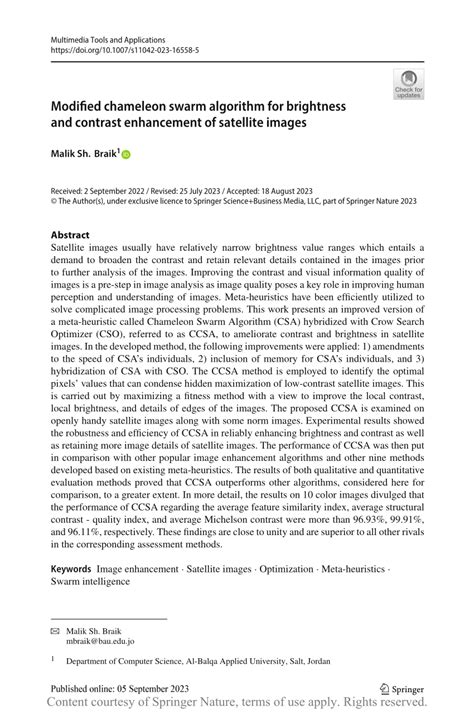 modified chameleon swarm algorithm for brightness and contrast