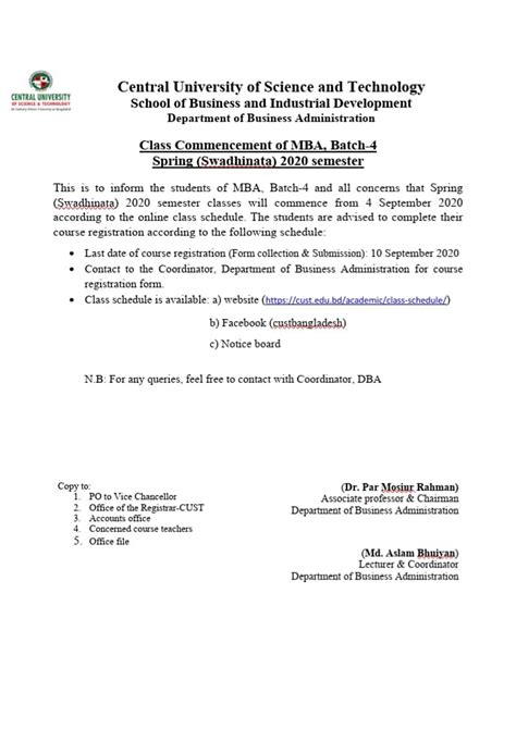 Class Commencement For Mba Batch 4 Swadhinata Spring 2020 Central University Of Science