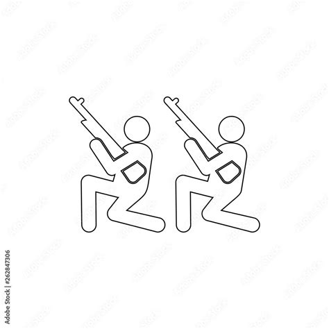 Soldiers Guns Shooting Outline Icon Can Be Used For Web Logo