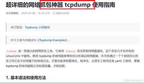 抓包分析 神器 Tcpdump 使用指南 Csdn博客