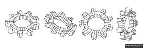 Lowpoly 3d 다각형 기어 모음입니다 추상 3d 와이어 프레임 기어 그리드 기하학 벡터 일러스트 레이 션 3차원 형태에 대한 스톡 벡터 아트 및 기타 이미지 Istock