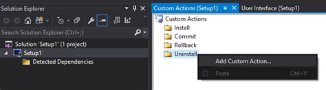 C Add A Custom Action On Uninstall In Visual Studio Setup Project Stack Overflow