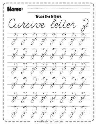 Cursive Letter Z Worksheets Itsy Bitsy Fun