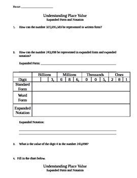 Place Value Expanded Notation And Expanded Form By Patricia Freitag