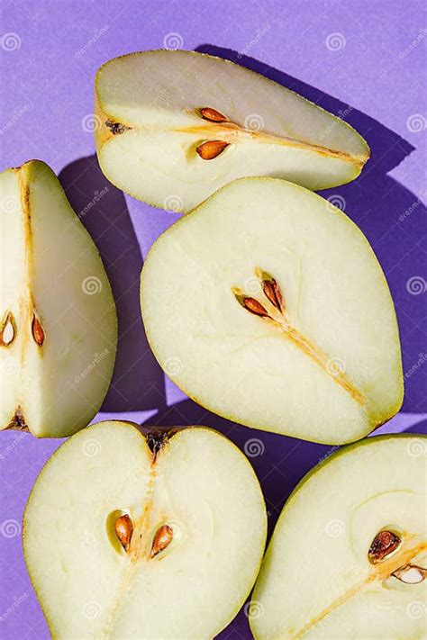 Creative Layout Made Of Sliced Pears Closeup Minimal Style Healthy