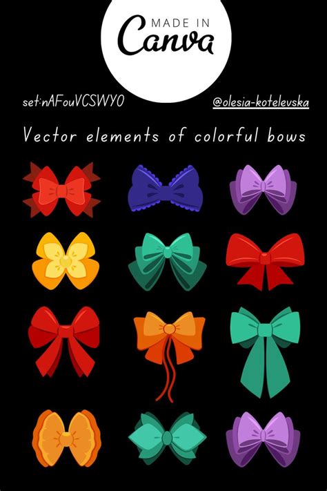 Canva Elements Of Colored Bows Bows Color Canvas
