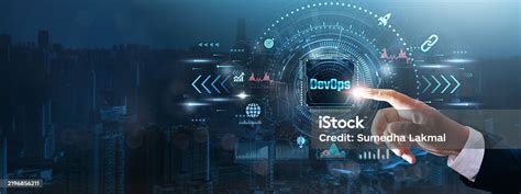 Devops Businessmans Hand Touching Futuristic Technological Interface Continuous Integration