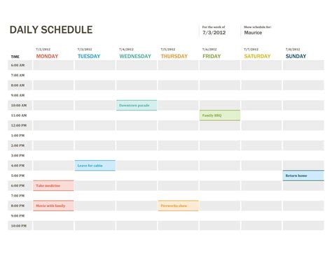 Daily Planner Template Excel