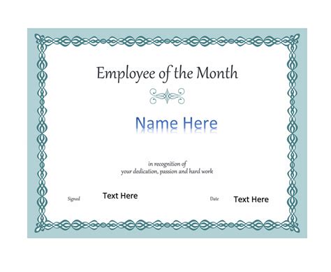 19 Best Employee Of The Month Certificate Templates Word