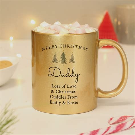 Personalised Christmas Tree Gold Glitter Mug Make It Your Way