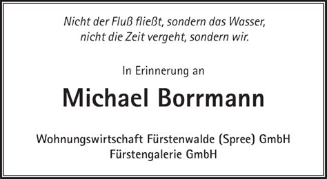 Traueranzeigen Von Michael Borrmann Märkische Onlinezeitung Trauerportal