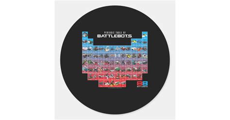 Battlebots Periodic Table Of Battlebots Classic Round Sticker Zazzle