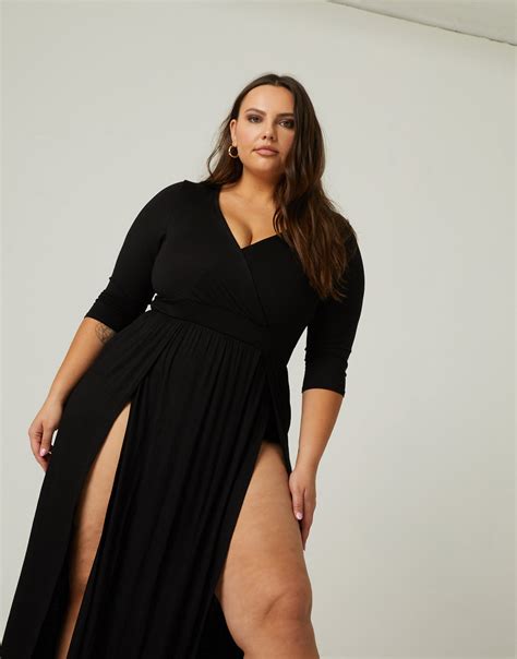 Plus Size Sultry Double Slit Dress Plus Size Dresses Maxi Dress