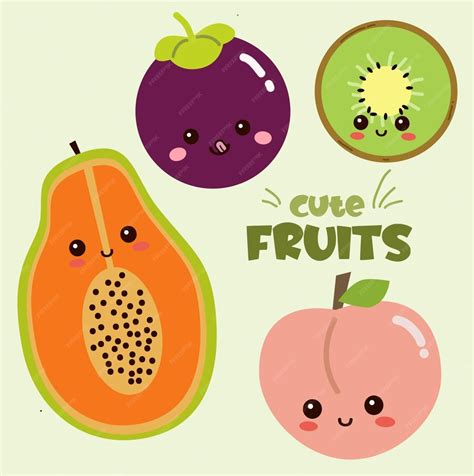 Premium Vector Et Of Cute Fruits Vector Illustrations Good For Doodle And Other Graphic Assets