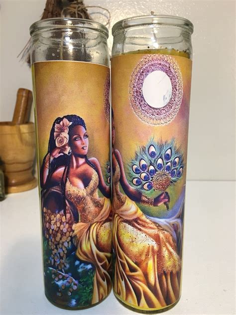 Oshun Goddess Yellow Dressed Conjured Candle Oshun Oil Diosa Oshun