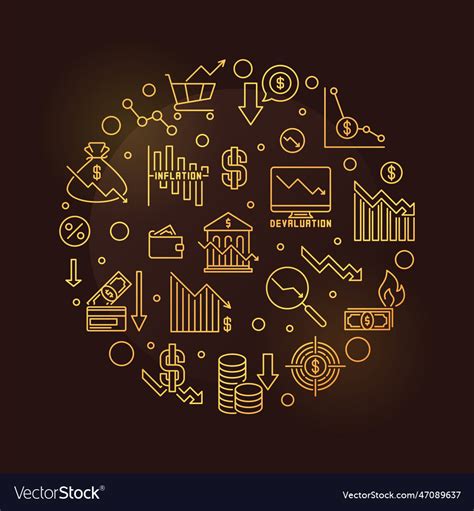 World Financial Crisis Concept Round Golden Banner