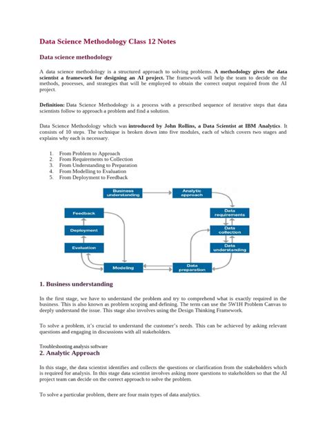 Data Science Methodology Overview Pdf Errors And Residuals Analytics