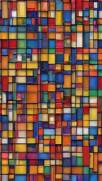 Premium Photo Mondrain Abstract Art Square Pattern Line Coloful Wallpaper