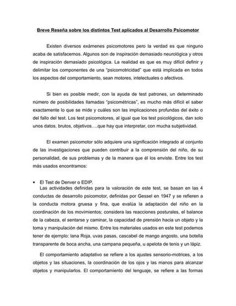 Test Del Desarrollo Psicomotor Celeste Codutti Udocz