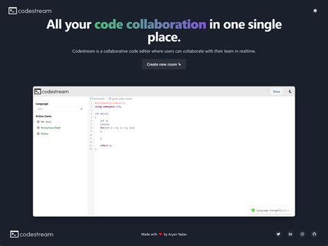 Github Starwiz 7codestream A Web App For Users To Collaborate While Solving A Coding Problem
