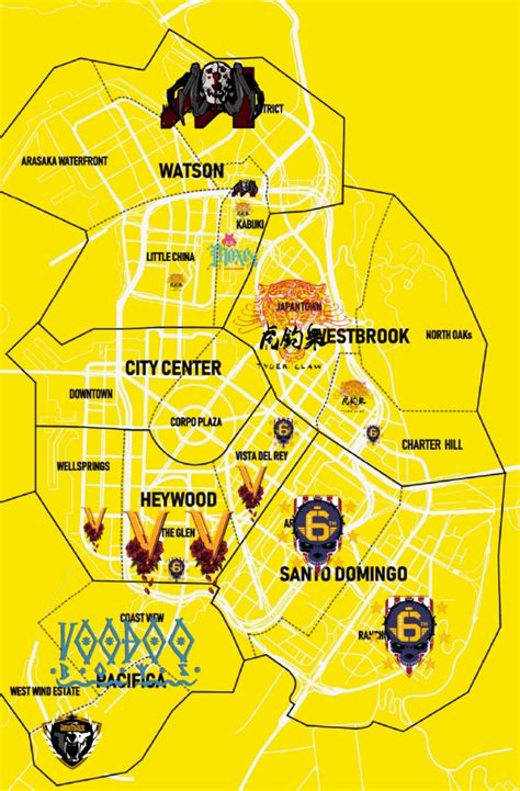 Cyberpunk 2077 Confira O Mapa De Night City Organizado Segundo As