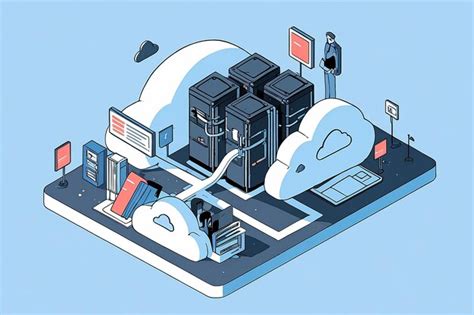 Cloud Synchronization Storage Isometric Illustration Network Infrastructure Premium Ai