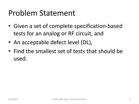 Ppt Specification Test Minimization For Given Defect Level Powerpoint