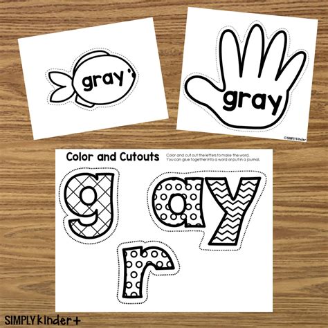 Gray Sight Word Craft Activities Simply Kinder Printable Membership