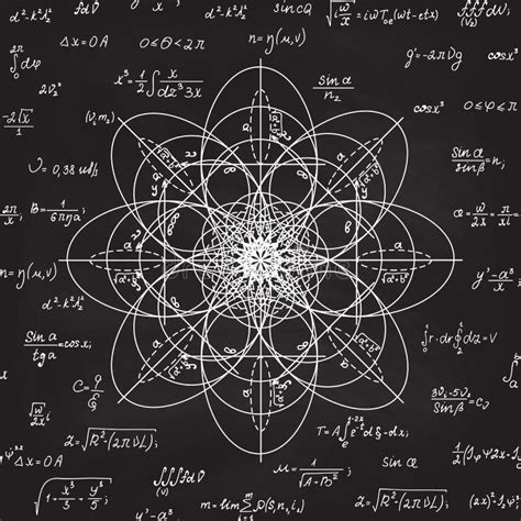 scientific math vector seamless pattern with physical and mathematical
