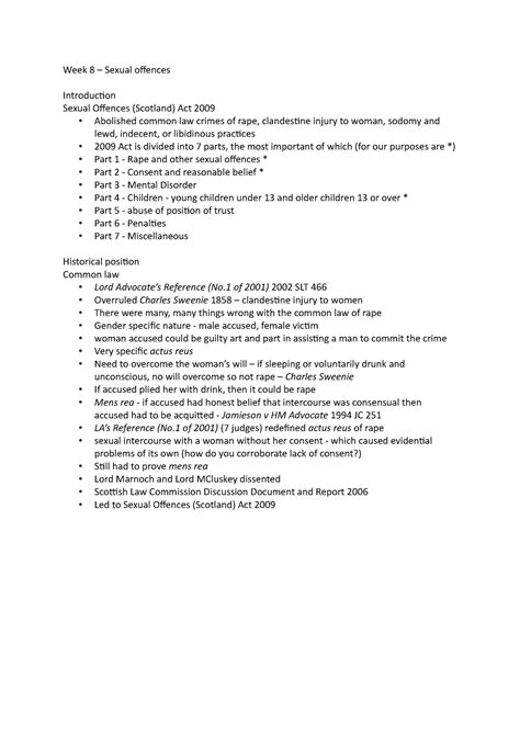 Week Week Sexual Offences Week Sexual Offences Introduction Sexual Offences