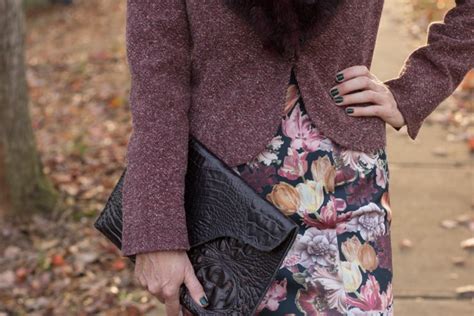 Turning Heads Linkup Faux Fur Tweed And Dark Florals For Fall Elegantly Dressed And Stylish