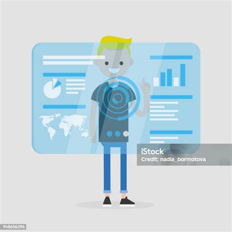 천년 문자 블루 투명 미래의 화면 감동입니다 개념적 미래의 기술 평면 편집 가능한 벡터 일러스트 레이 션 클립 아트 가상현실에 대한 스톡 벡터 아트 및 기타 이미지 Istock