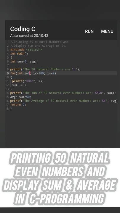 Sum And Average Of First 50 Even Natural Numbers In C Program Webdesign