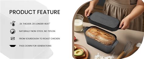 Frrly Cast Iron Bread Loaf Pan With Lidbread Baking Pan