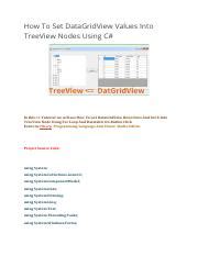 How To Set DataGridView Values Into TreeView Nodes Using C Pdf How To