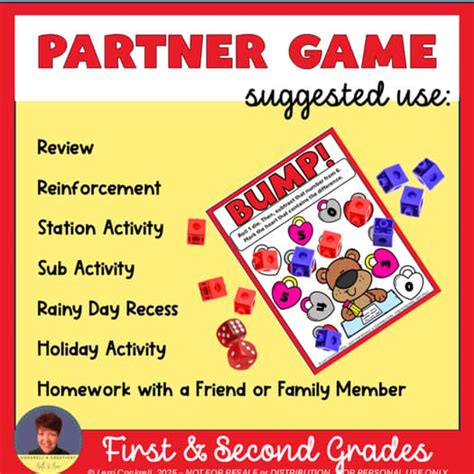 Subtraction Bump Game From Up To 20 K 1st 2nd Grades Valentine
