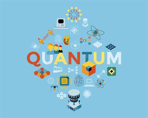 digital vector quantum computing icon set stock illustration