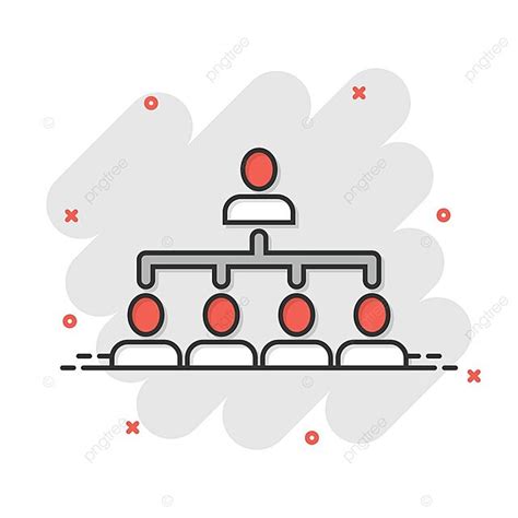 Comic Style Org Chart With Teamwork Concept Figure Leader Organization Vector Figure Leader