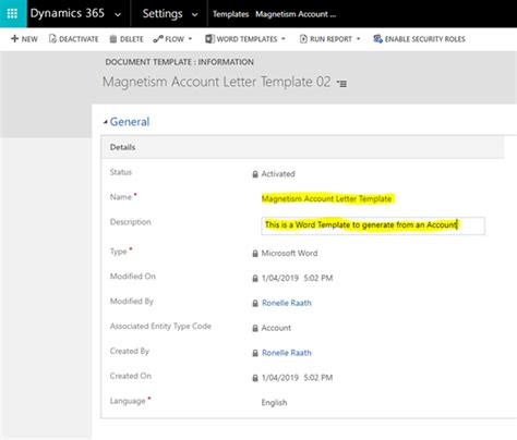 using document templates in dynamics 365 magnetism solutions nz