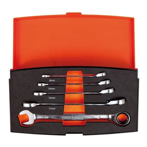 Bahco 1rm S5 5 Piece Metric Ratcheting Combination Spanner Set Sale Items Spanners Spanners