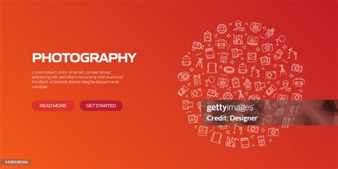 Photography Web Banner With Linear Icons Trendy Linear Style Vector