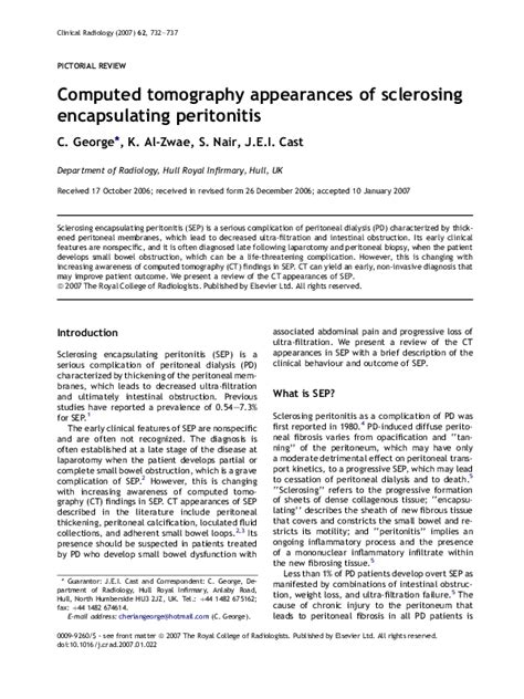 Pdf Computed Tomography Appearances Of Sclerosing Encapsulating Peritonitis