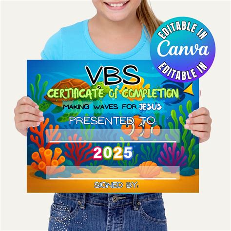 Vbs Certificate Of Completion Vacation Bible School Scuba Participation
