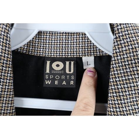 90s Iou Mens Large Baggy Fit Zig Zag Striped Collared Gem