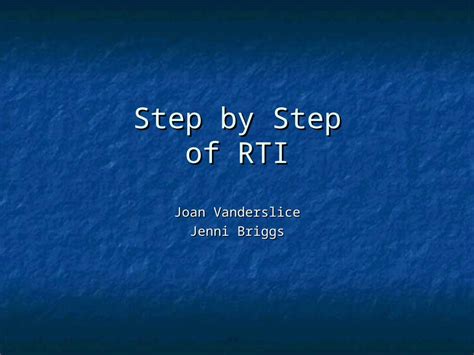 PPT Step By Step Of RTI Joan Vanderslice Jenni Briggs DOKUMEN TIPS