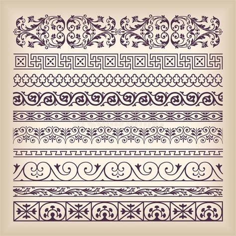 Vector Set Vintage Ornate Border Frame With Retro Ornament Pattern In Antique Ba Spon Retro